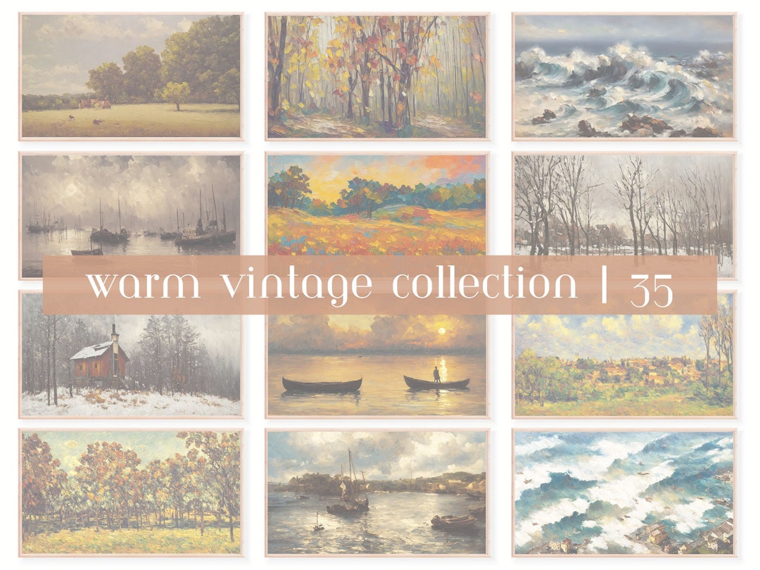 Samsung Frame TV Art Set of 35 Warm Vintage Paintings Vintage Frame TV ...