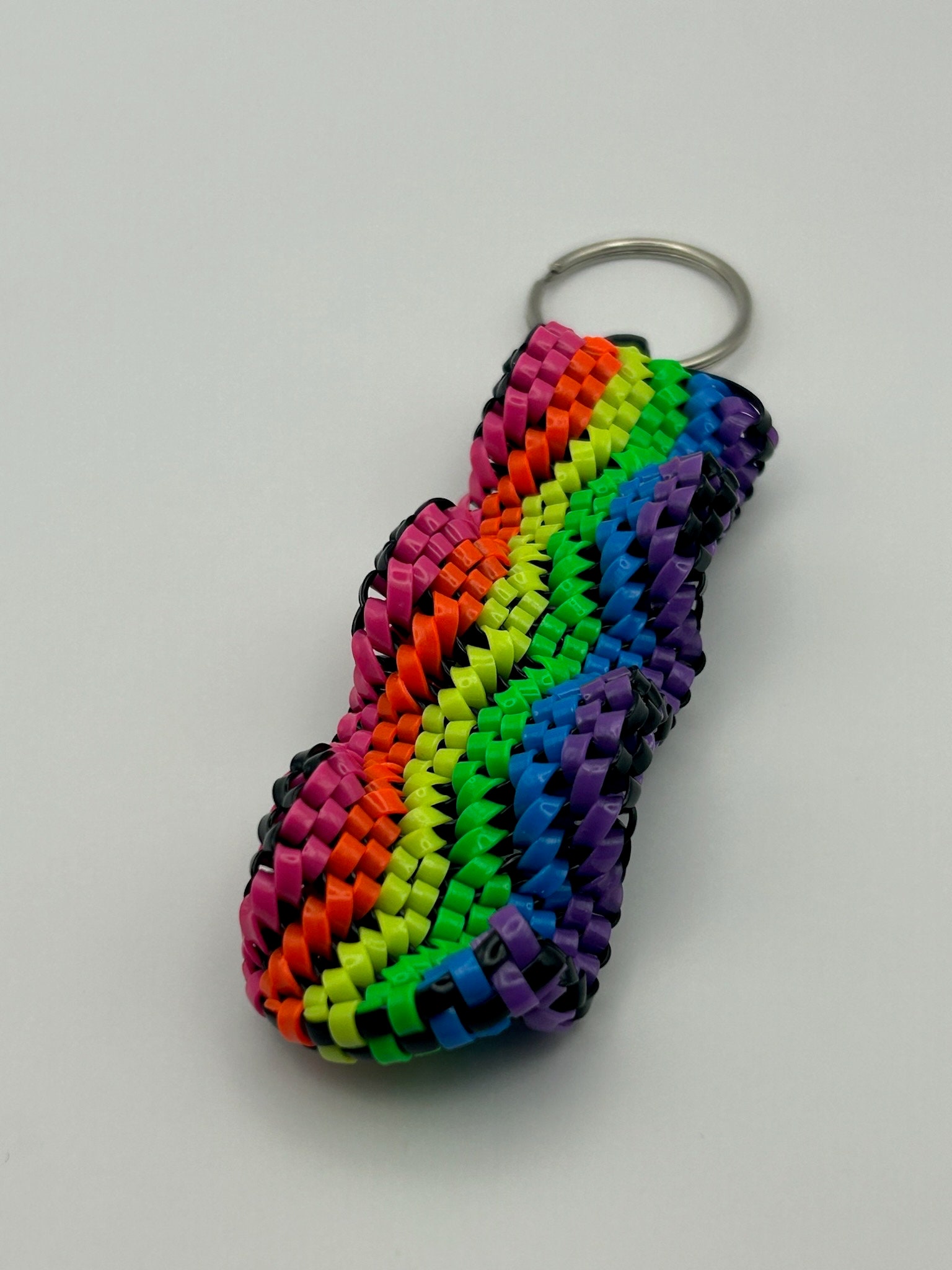 Rainbow Black Zizgag Straight Boondoggle Keychain Multicolor Rexlace ...