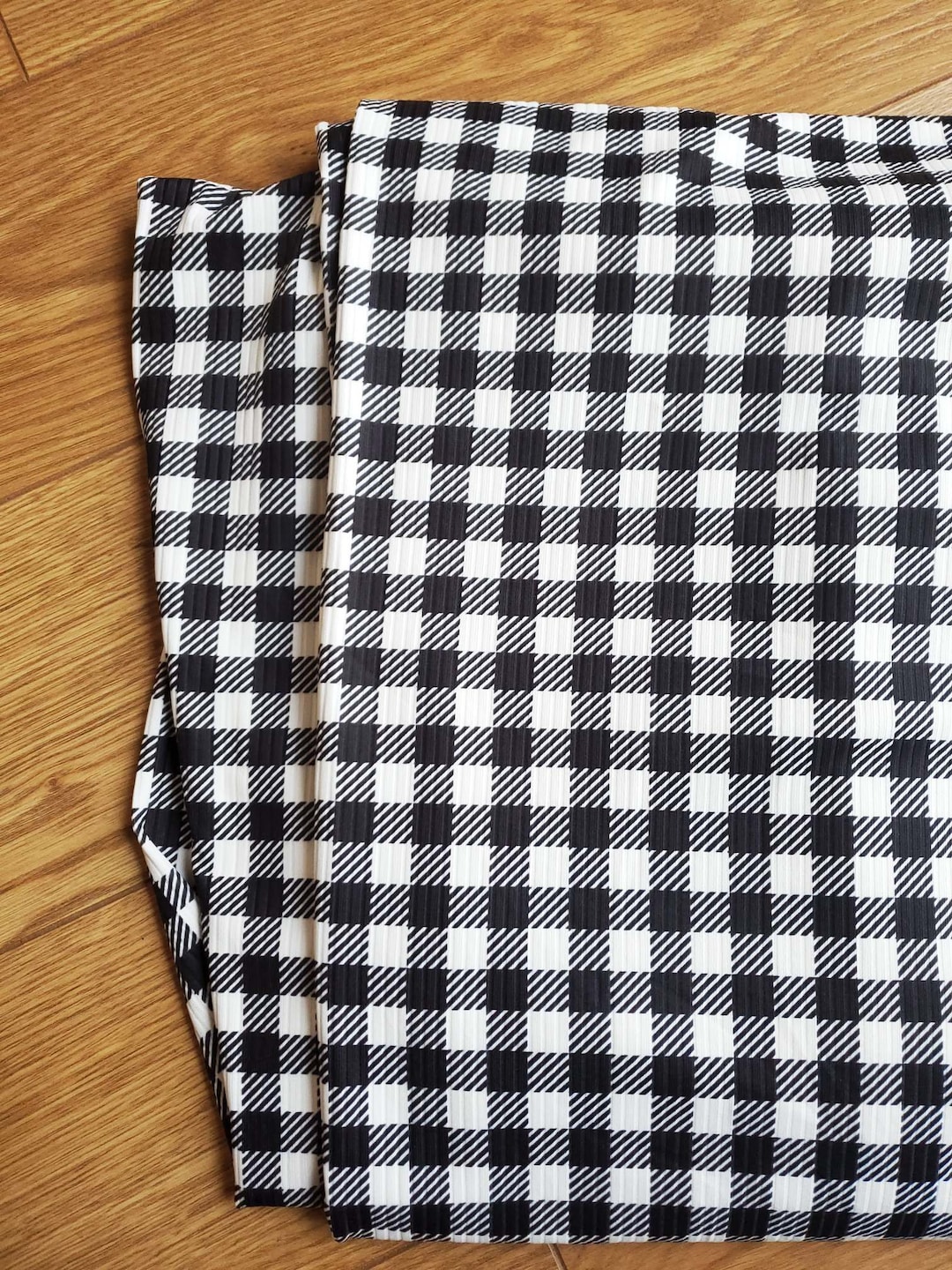 Spring Gingham Black Rib Knit Fabric - Etsy
