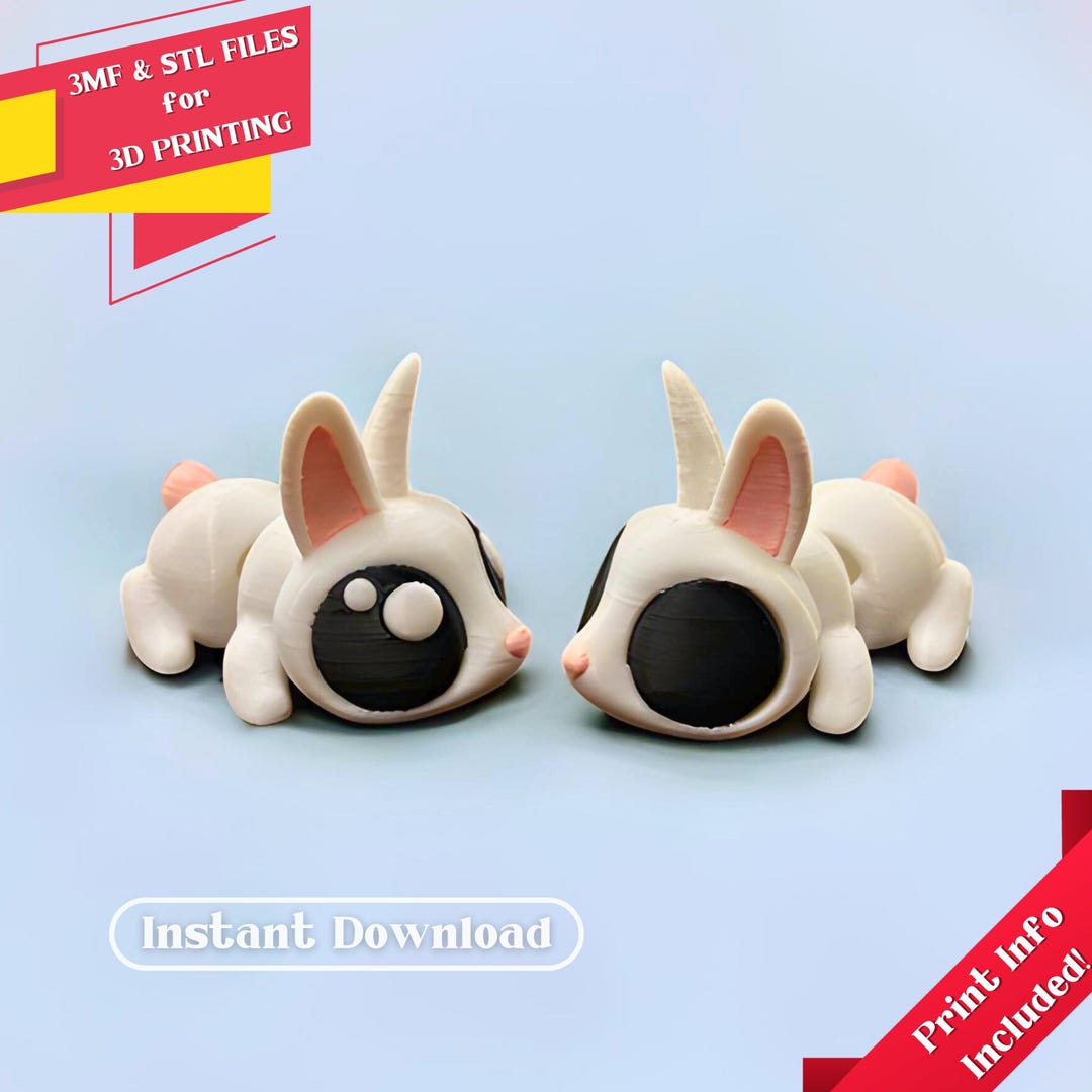 Articulated Bunny STL - 3D Print Rabbit Toy, Cute Big Eye Bunny Figure ...