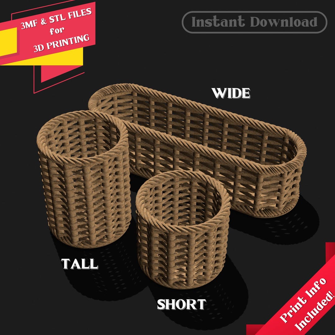 Woven Baskets - STL&3MF Files for 3D Printers, Ready to Print, Pencil ...