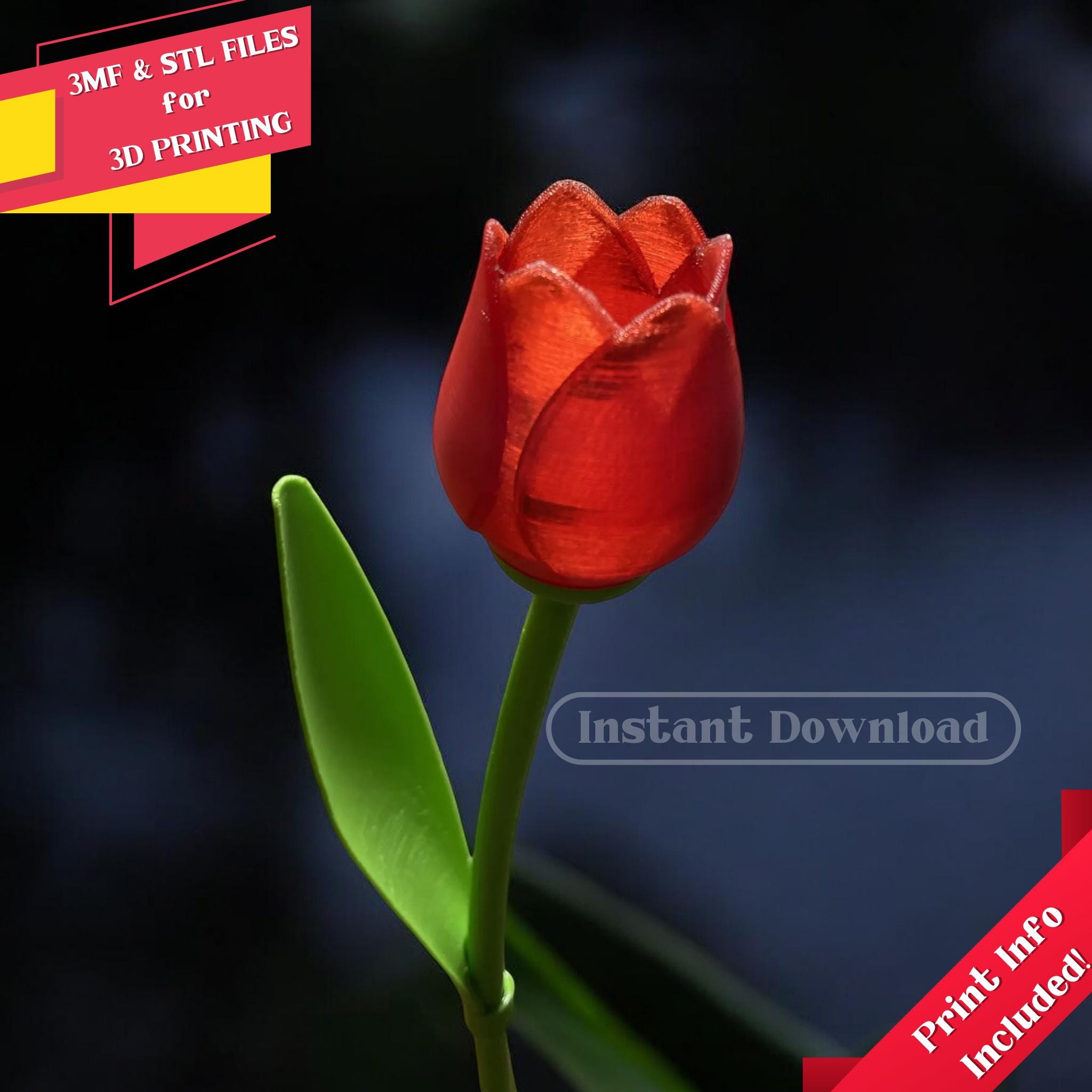 Tulip Flower - STL&3MF Files, Ready to 3D Print, Decoration, Mother's ...