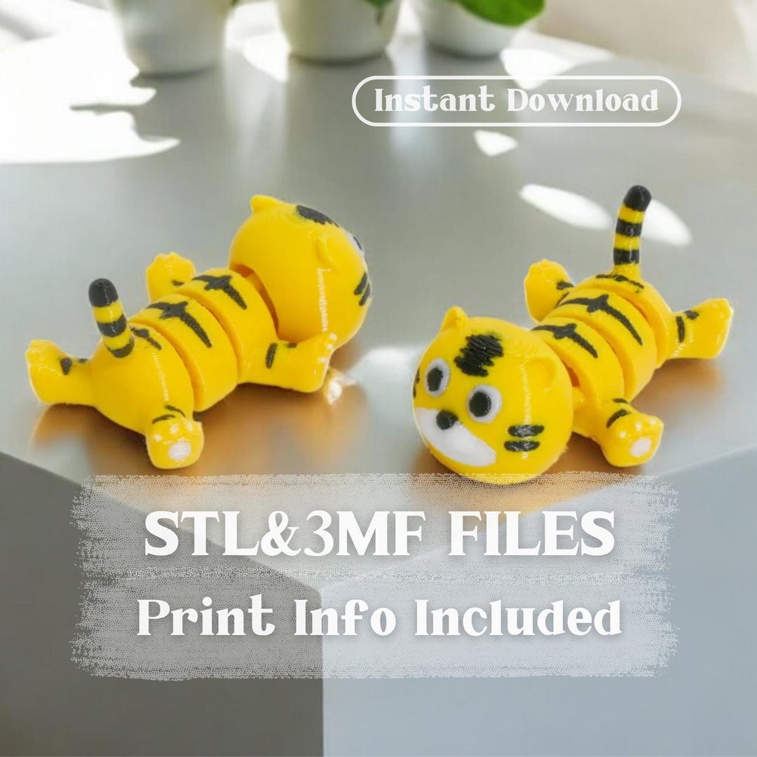 Articulated Tiger Poseable 3D Model, Digital STL & 3MF Files, Ready to ...