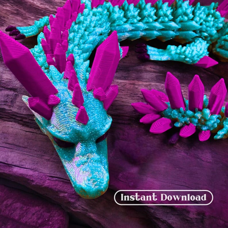 Articulated Crystal Dragon - STL & 3MF Files for 3D Printers, Ready to ...