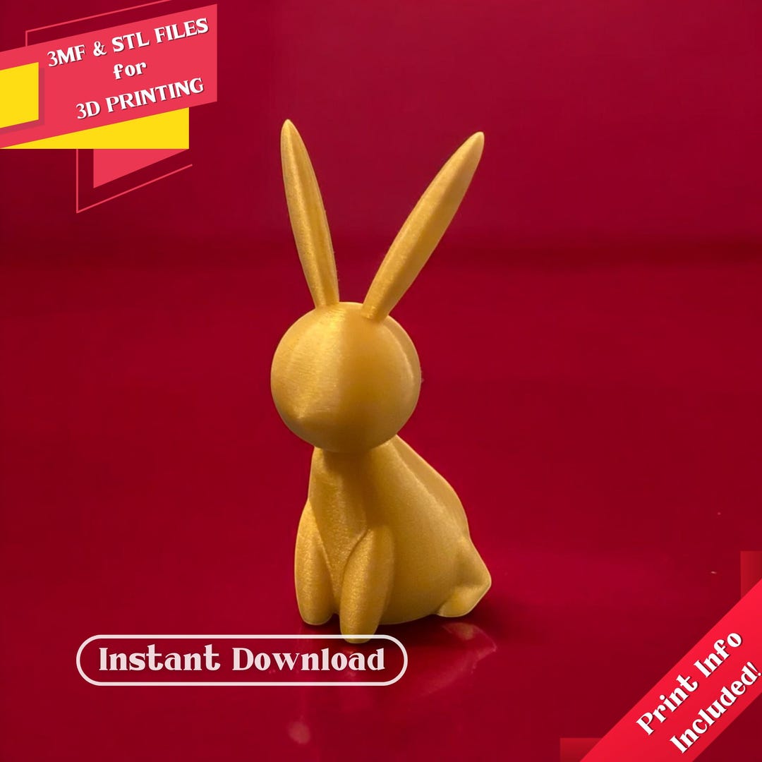 Cute Easter Bunny - STL & 3MF Files for 3D Printers, Ready to Print, 3D ...