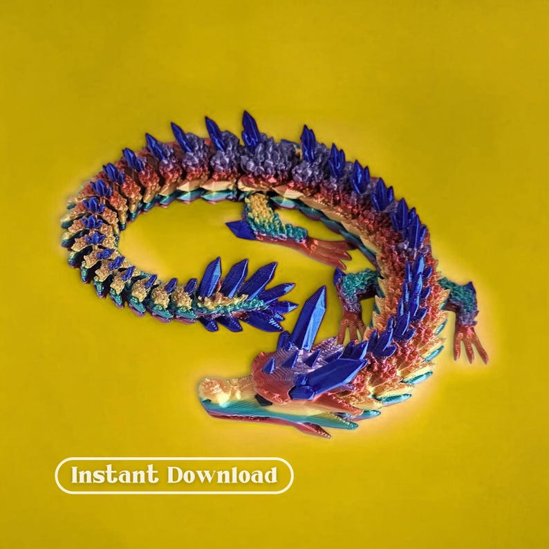 Articulated Crystal Dragon - STL & 3MF Files for 3D Printers, Ready to ...