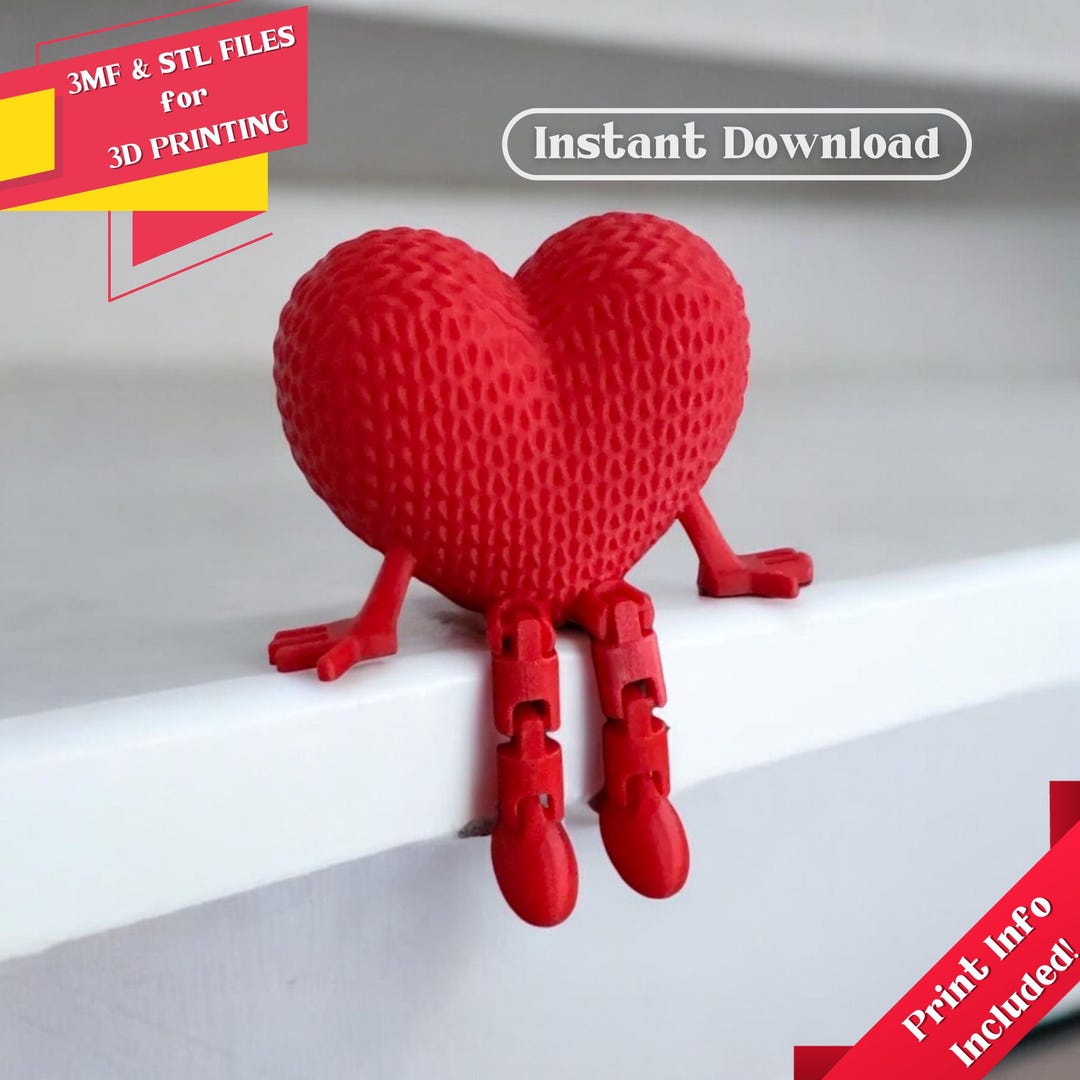 Articulated Heart Buddy - STL&3MF Files, Ready to 3D Print, Mother's ...