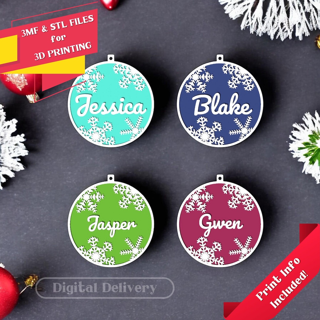 Personalized Name Ornaments STL&3MF Files for 3D Printers, Ready to ...