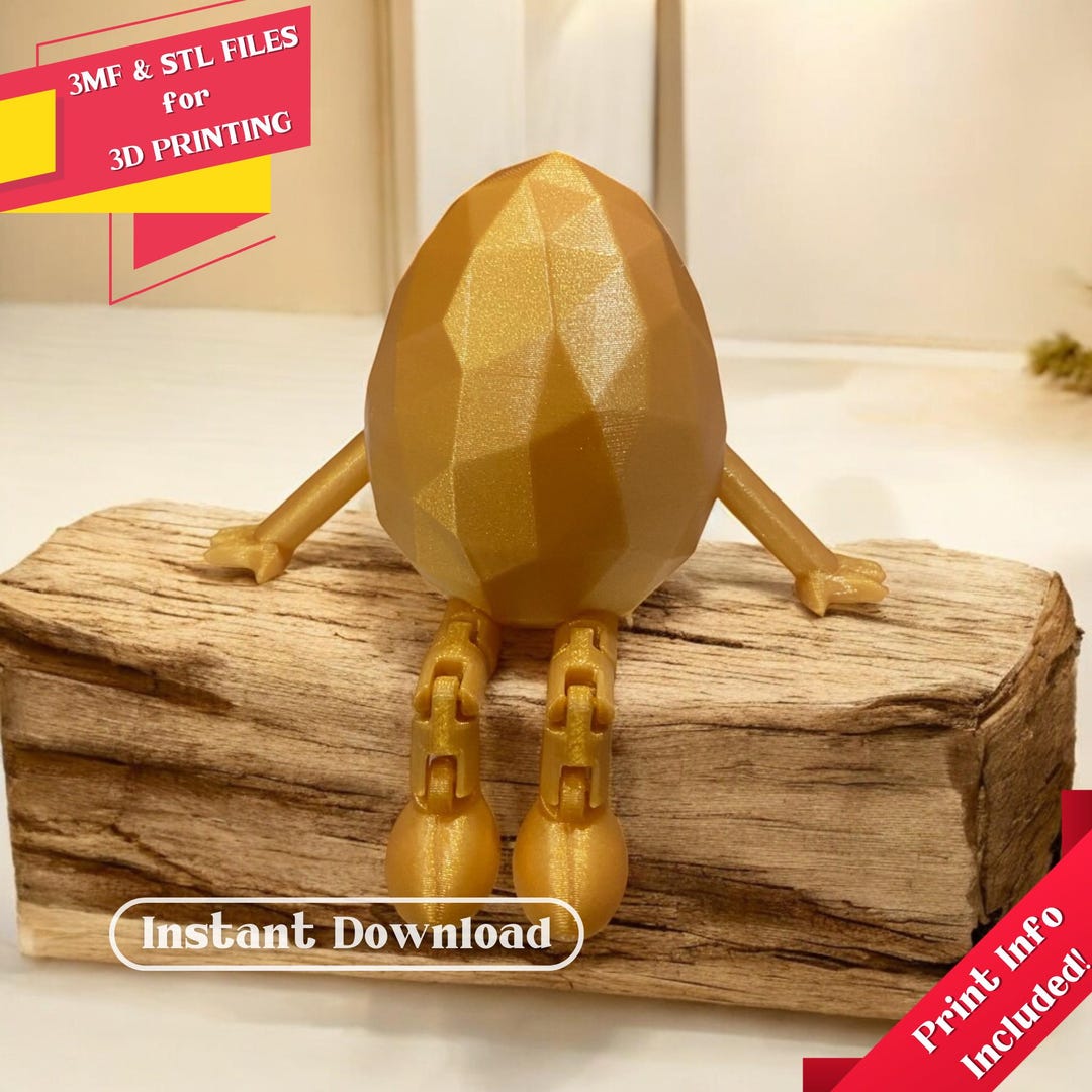 Articulated Easter Egg STL - Polygon 3D Print Toy With Legs & Arms ...