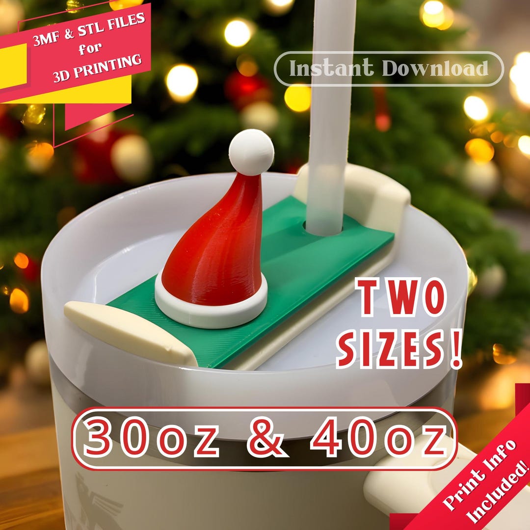 Santa Hat Topper for Stanley Tumbler STL&3MF Files, Easy to Print ...