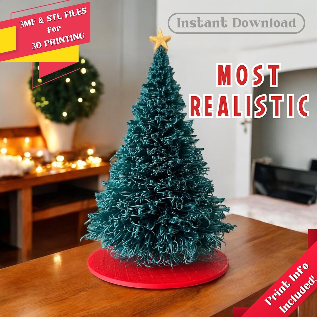 Realistic Christmas Tree - STL&3MF Files, Ready to Print, 3D STL for ...