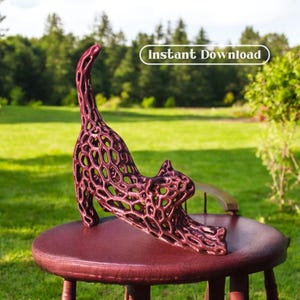 Voronoi Cat - STL&3MF Files, Geometric Cat Sculpture, Feline Home Decor ...