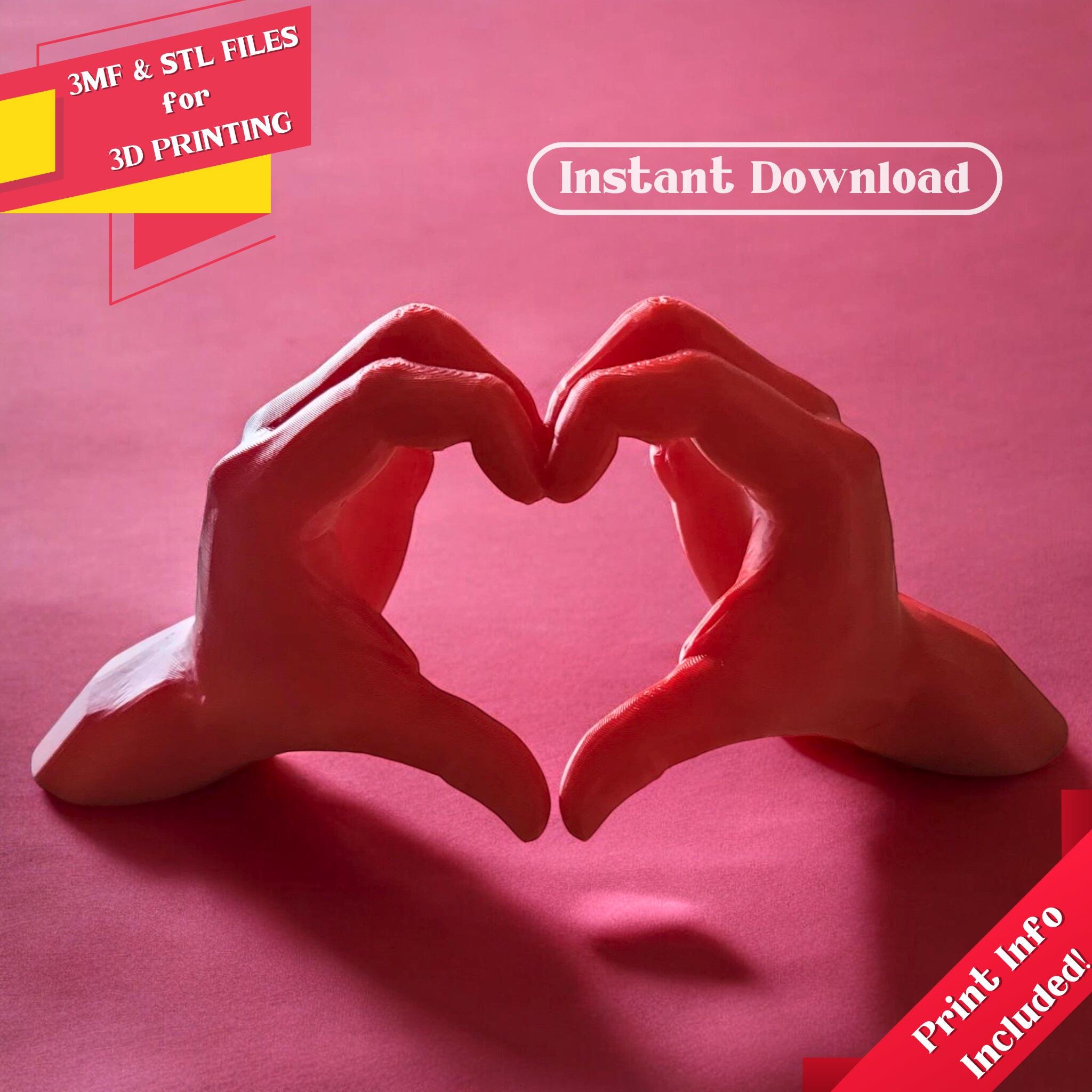 Heart Hands 3D Model - STL & 3MF Files for 3D Printing, Romantic Gift ...