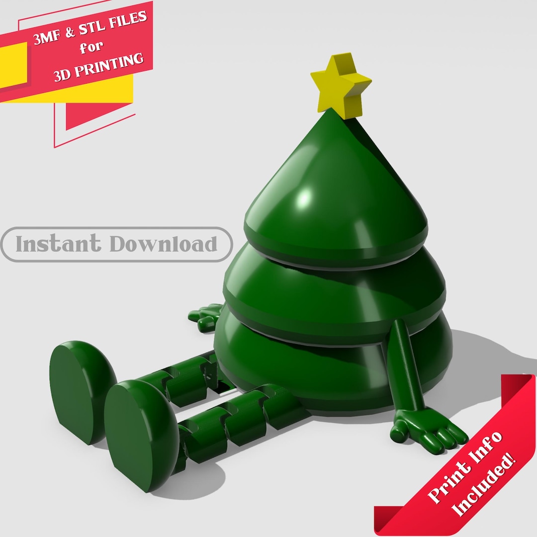 Christmas Tree Flexi Toy - STL&3MF Files for 3D Printers, Ready to ...