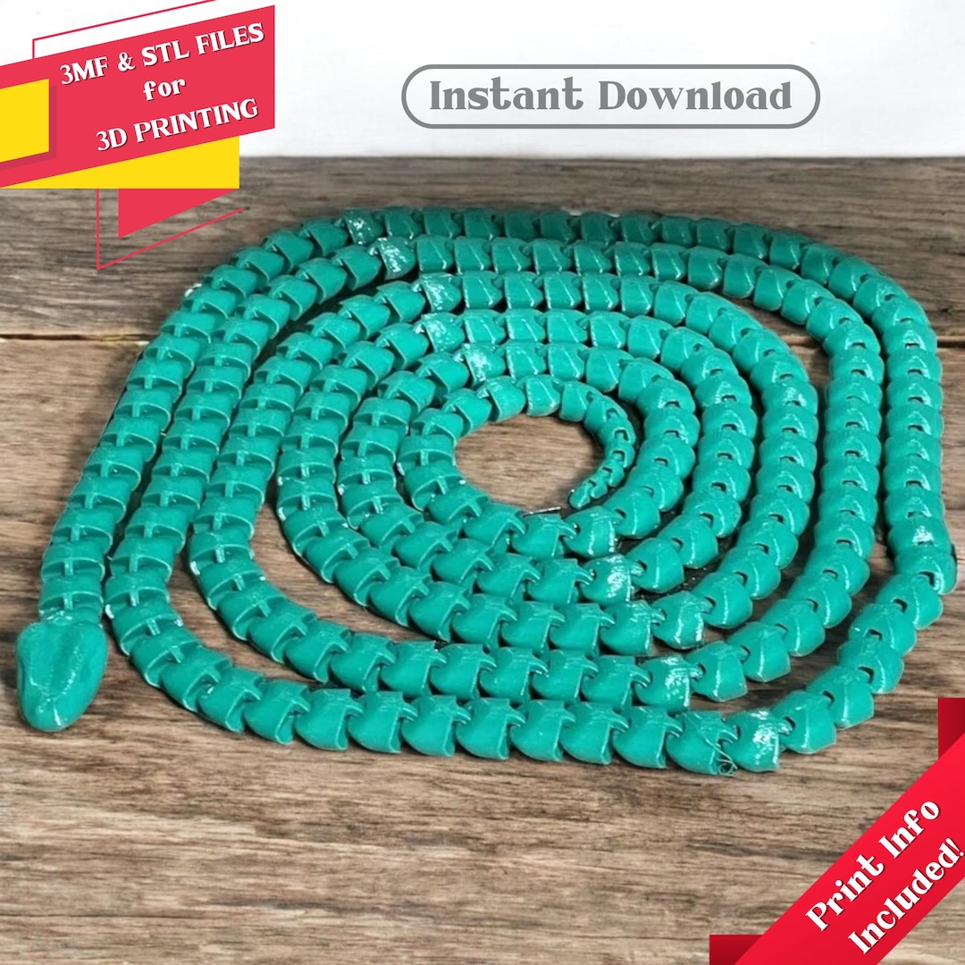 Articulated 10ft Snake Toy - World’s Longest 3D Printable Snake Model ...