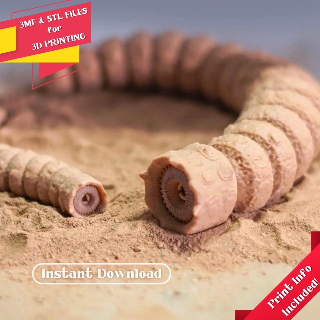 Articulated Sandworm Dune - STL&3MF Files, Ready to Print, Articulated ...
