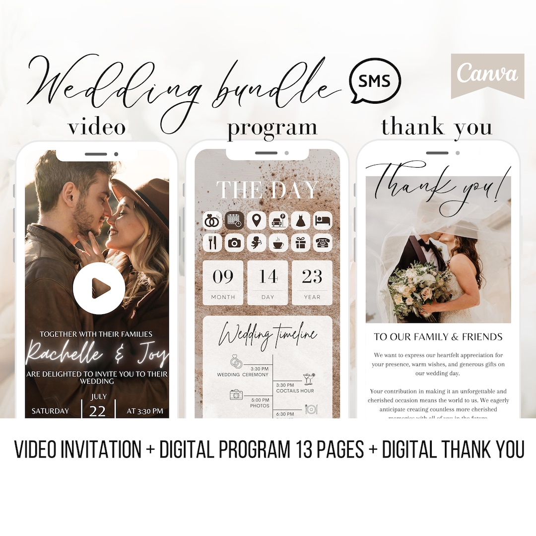 Wedding Invitation Set, Digital Wedding Video Invitation, Interactive ...