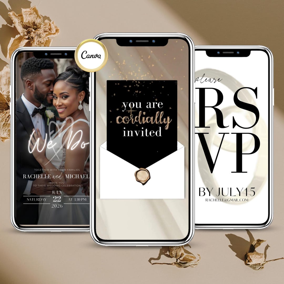 Digital Wedding Invitation Template Bestseller - Customizable Animated ...