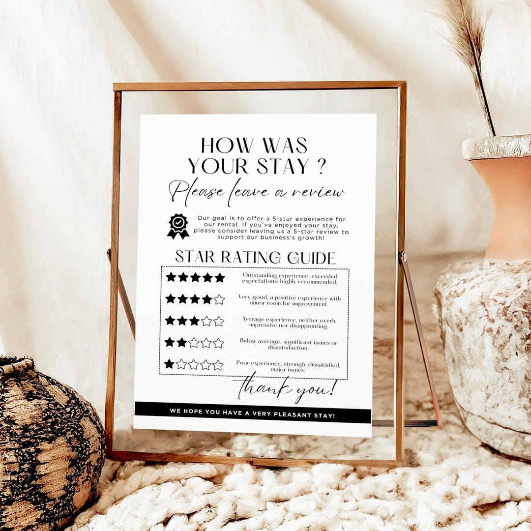 Airbnb Sign, Airbnb Star Rating Sign - Clear Explanation for Vacation ...