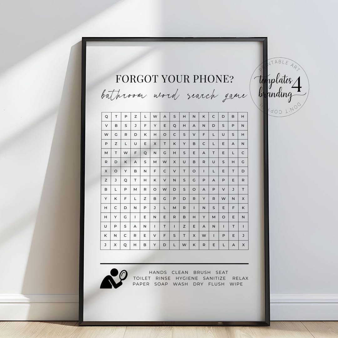Forgot Your Phone Funny Bathroom Sign Word Search Wall Art Print Funny ...