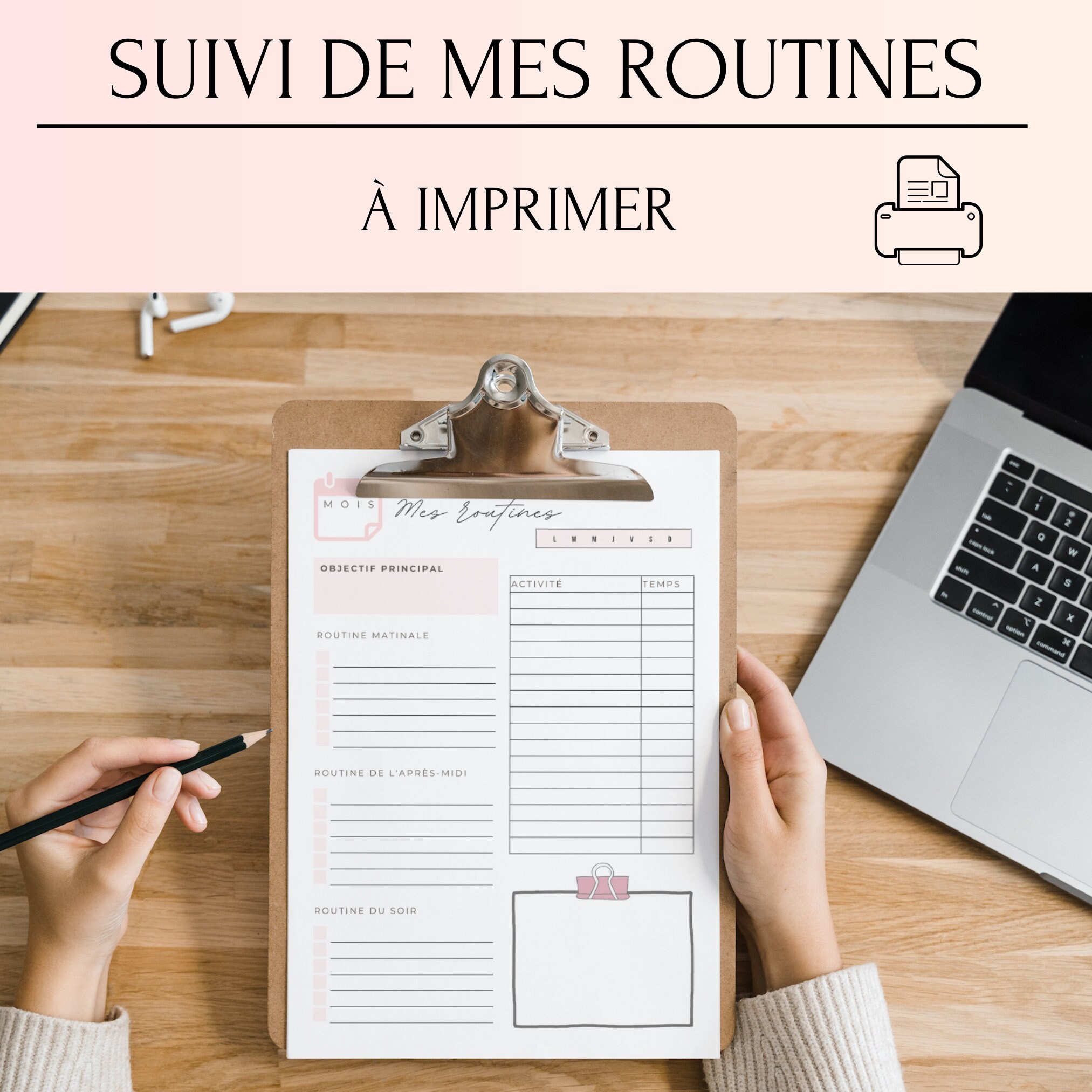 Monitoring of the Daily Routine Undated A4,A5, Monday to Sunday, French ...