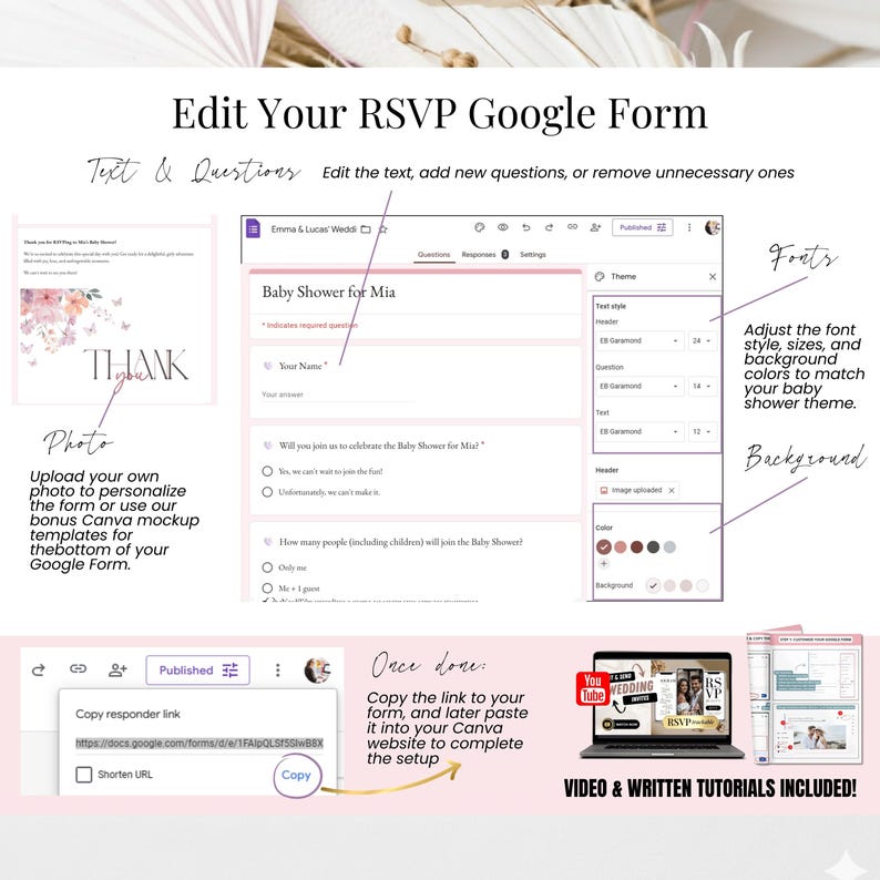 Baby in Bloom Digital Baby Shower Invitation With RSVP Link, Floral Pink Bow Invite for Girl ...