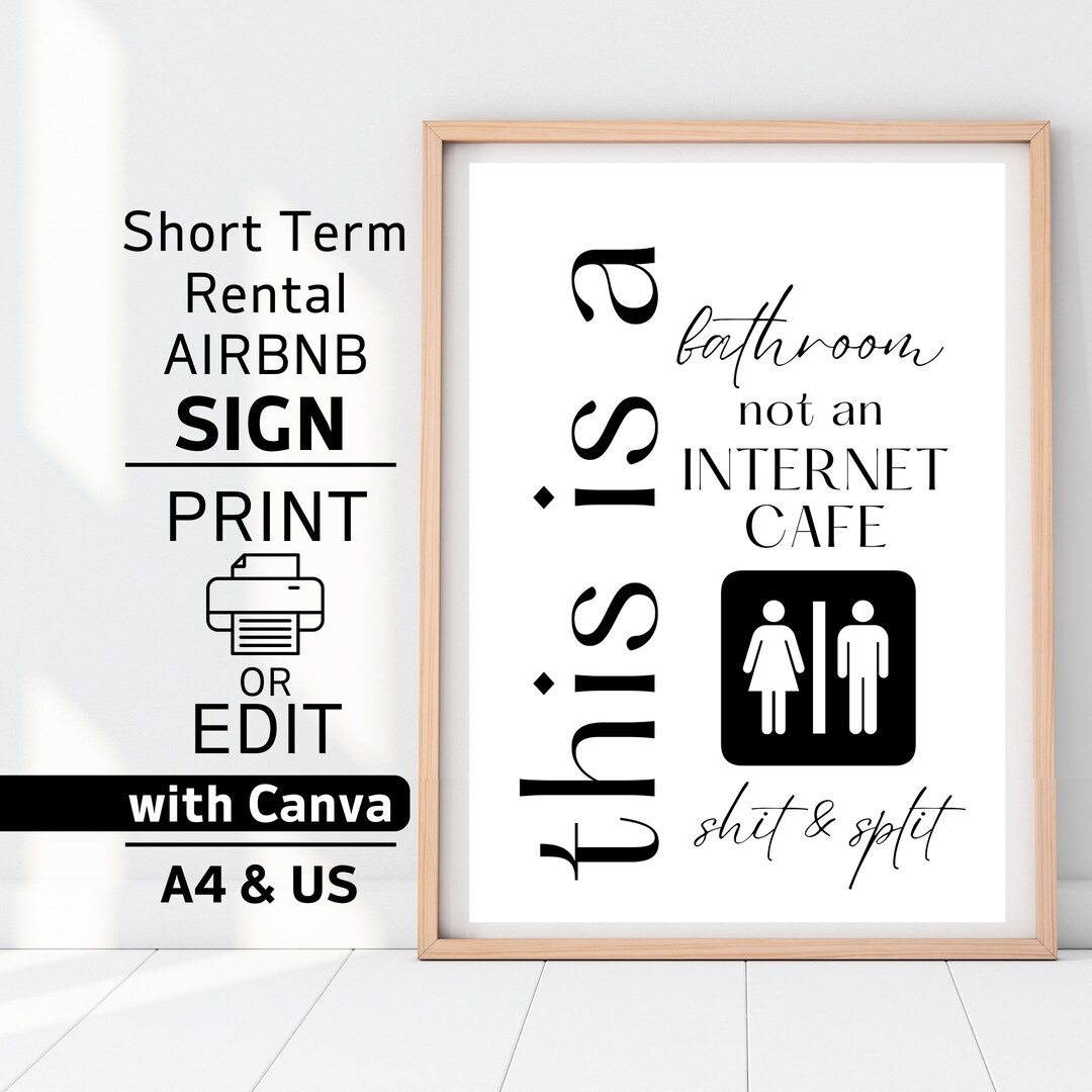 Buy Airbnb Sign, Airbnb Restroom Sign, This is a Bathroom Not an ...