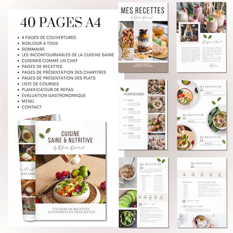 Recipe Book Template Canva Editable – Cookbook Template Printable A4 ...