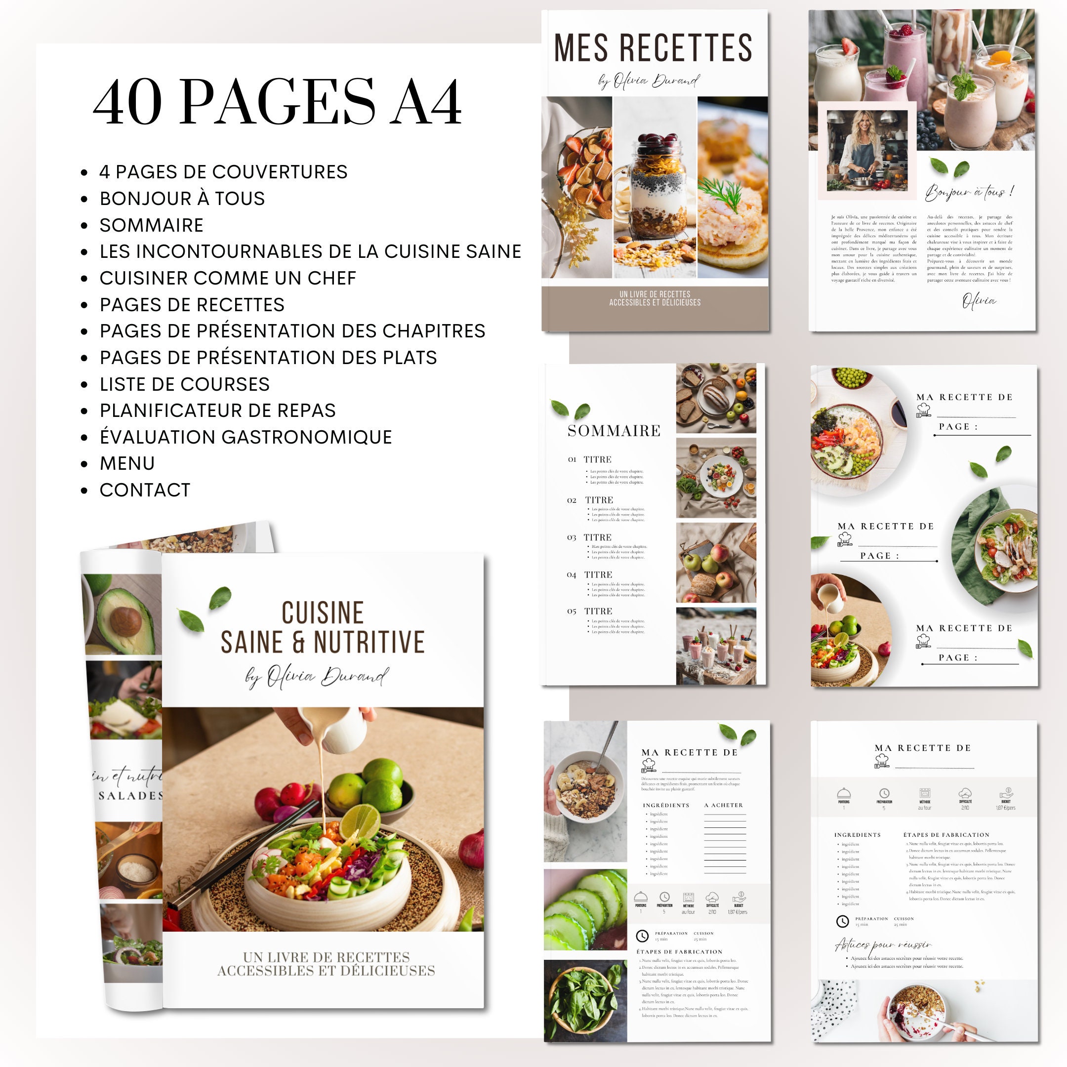 Modèle de livre de recettes Modèle de livre de cuisine Canva - Etsy France