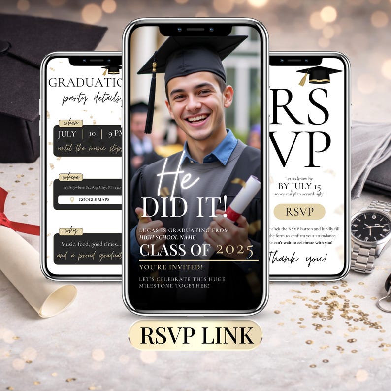 Digital Graduation Invitation Template, Editable Class of 2026 Party ...