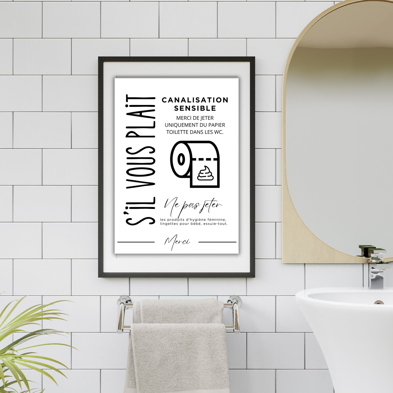 Affiche Ne rien jeter dans les toilettes, Affiche toilettes drôle à ...