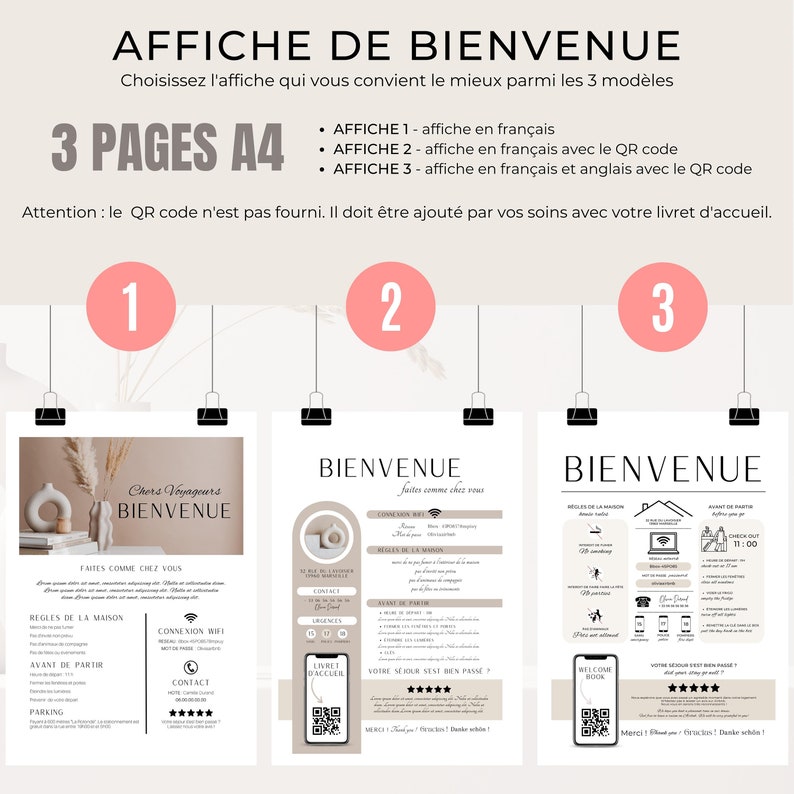 AIRBNB PACK French Welcome Booklet, Welcome Sign, Posters, Posters ...