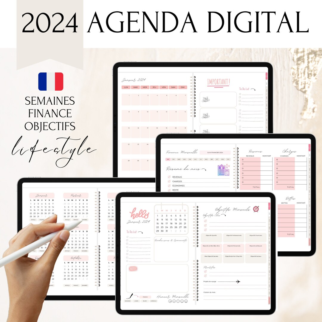 French Planner 2024, Hyperlinked Digital Planner for Goodnotes and PDF ...