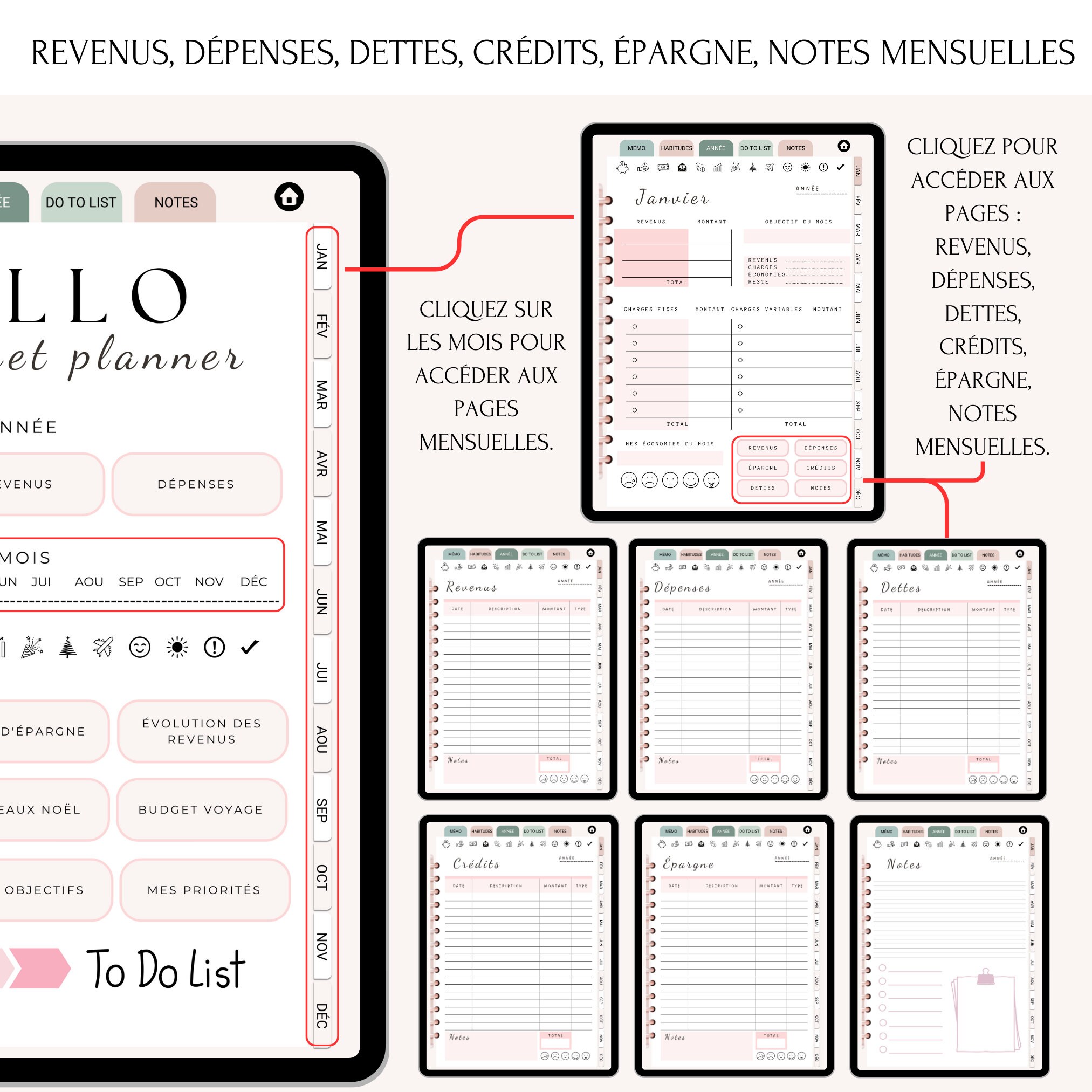 Budget Planner Français Digital non daté pour goodnotes, Suivi ...
