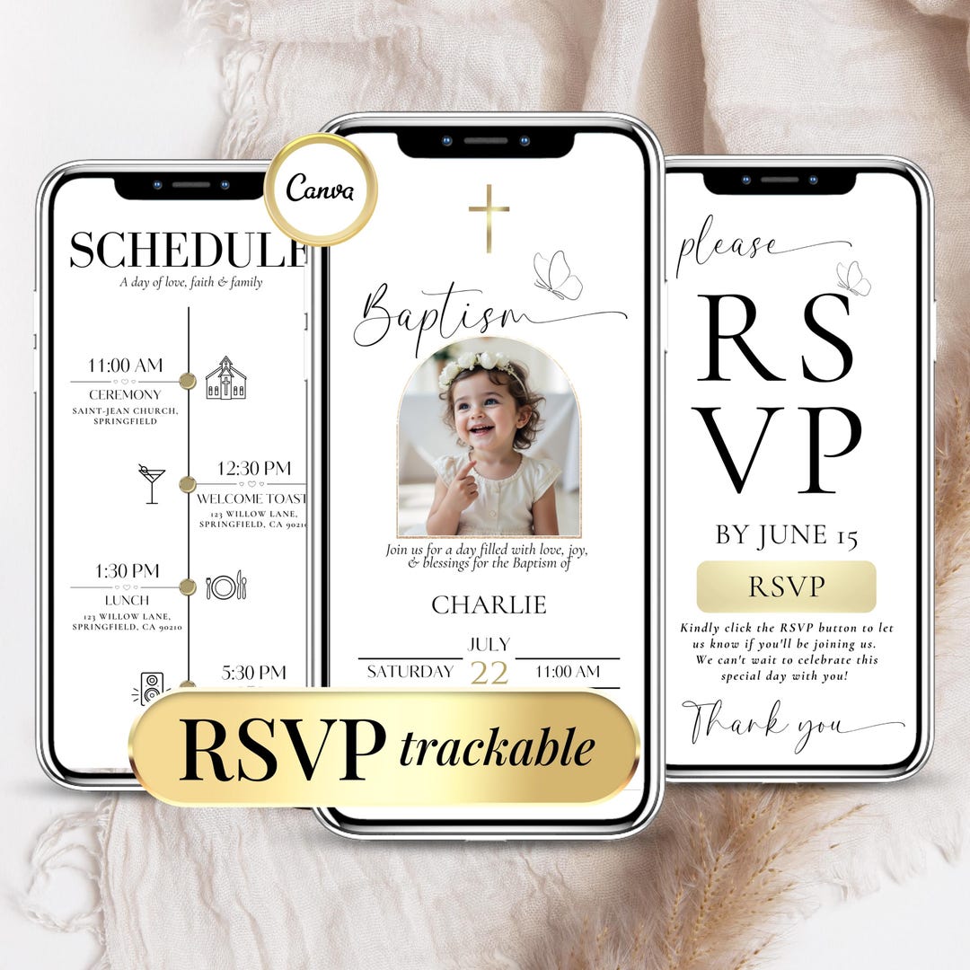 Editable Baptism Invitation Template - Digital Christening Evite With ...