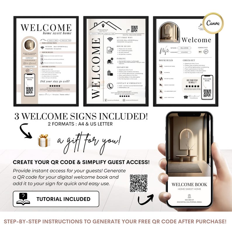 Airbnb Welcome Book Template – Editable Canva Host Bundle – Vacation ...