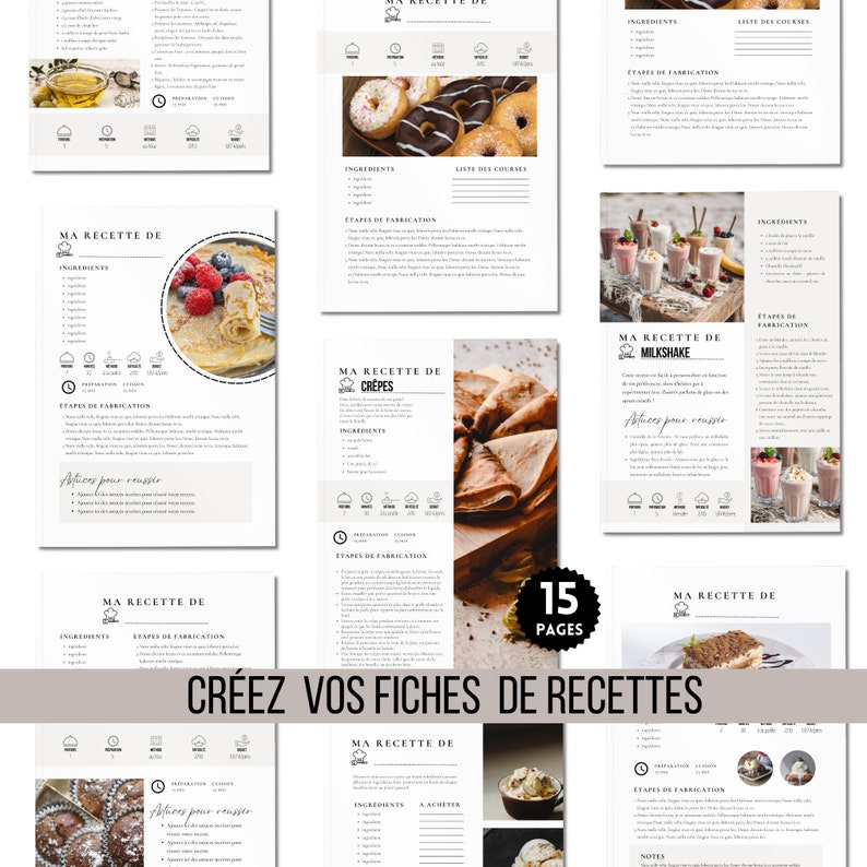 Recipe Card in French 15 Pages in A4 Format Canva Template - Etsy UK