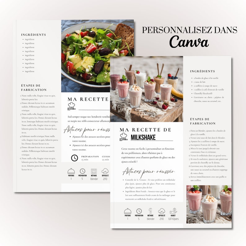 Modèle de livre de recettes Modèle de livre de cuisine Canva - Etsy France