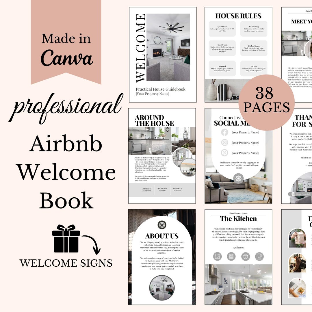 Airbnb Welcome Book Template - Printable Editable Airbnb Guest Guide ...