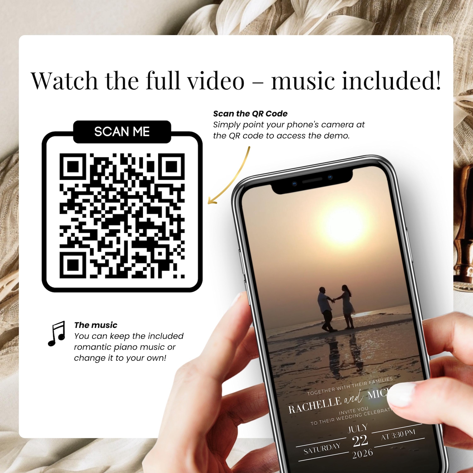 Editable Wedding Invitation Digital Elegant Wedding Invite Video Canva ...