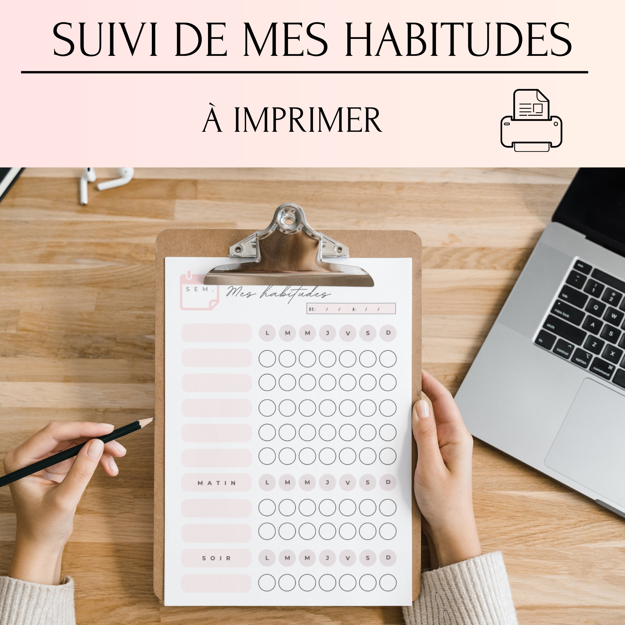 Tracker d'habitudes hebdomadaire imprimable, Suivi d'habitudes Non Daté ...