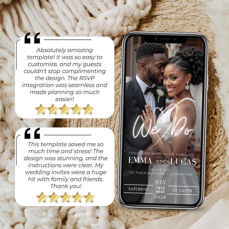 Digital Wedding Invitations with RSVP Link - Modern Canva Template ...