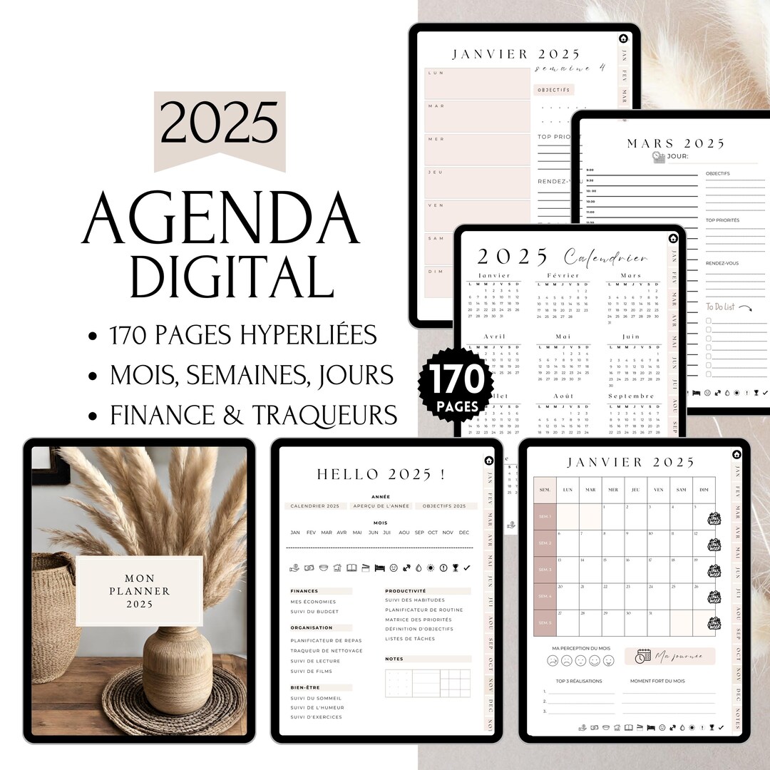 French Digital Planner 2025: Hyperlinked Digital Planner for Goodnotes ...