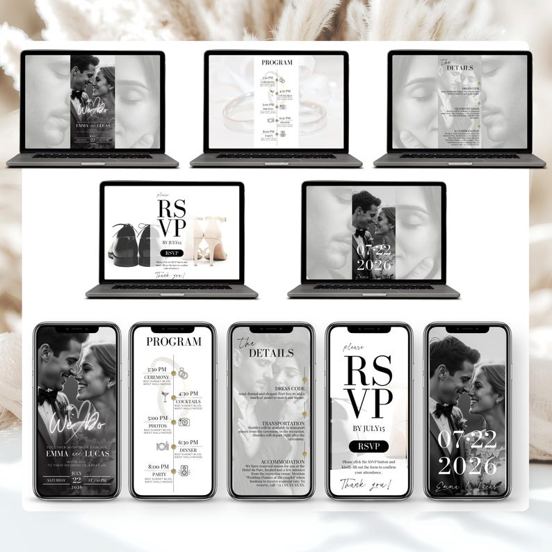 Digital Wedding Invitation RSVP, Customizable Template Canva , Online ...