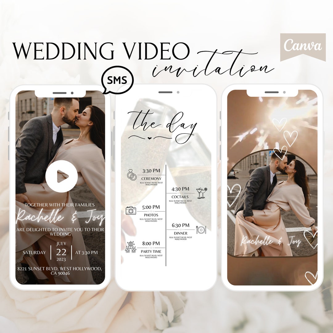 Wedding Video Invitation Template, Phone SMS Invitation Text Mariage ...