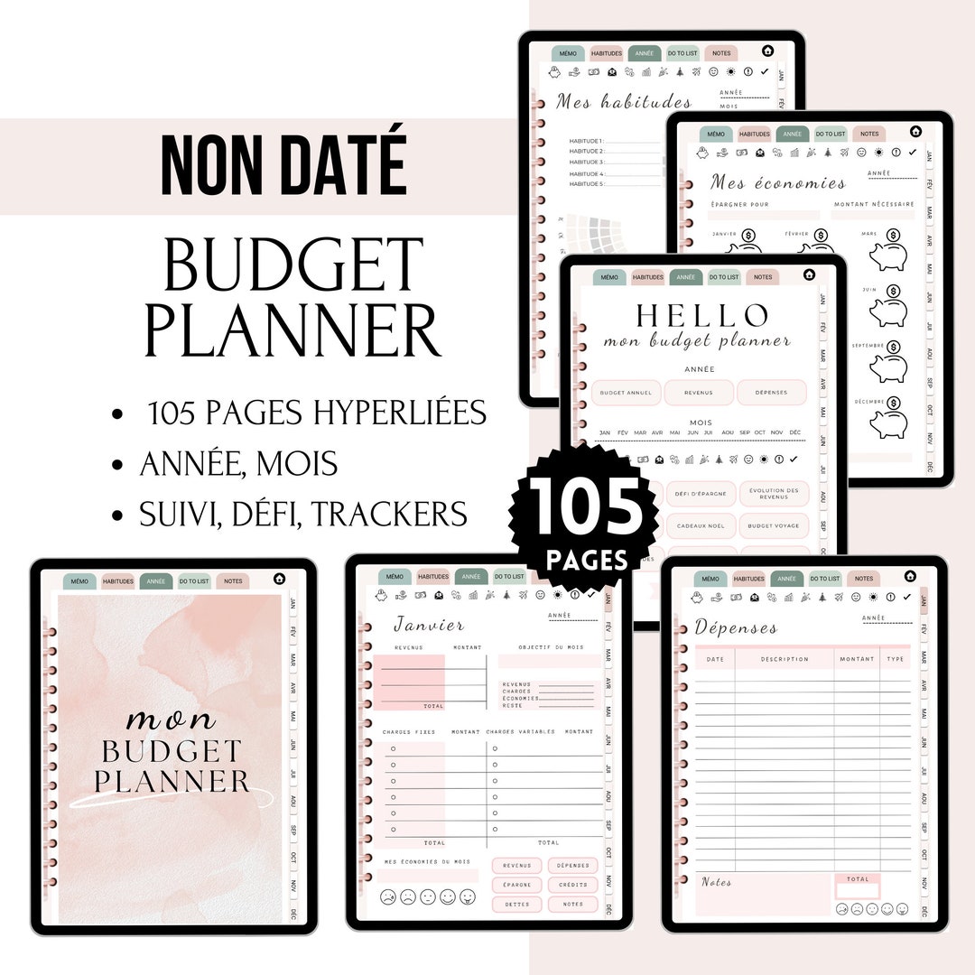 Digital Budget Planner French Undated, Hyperlinked Goodnotes Planner ...