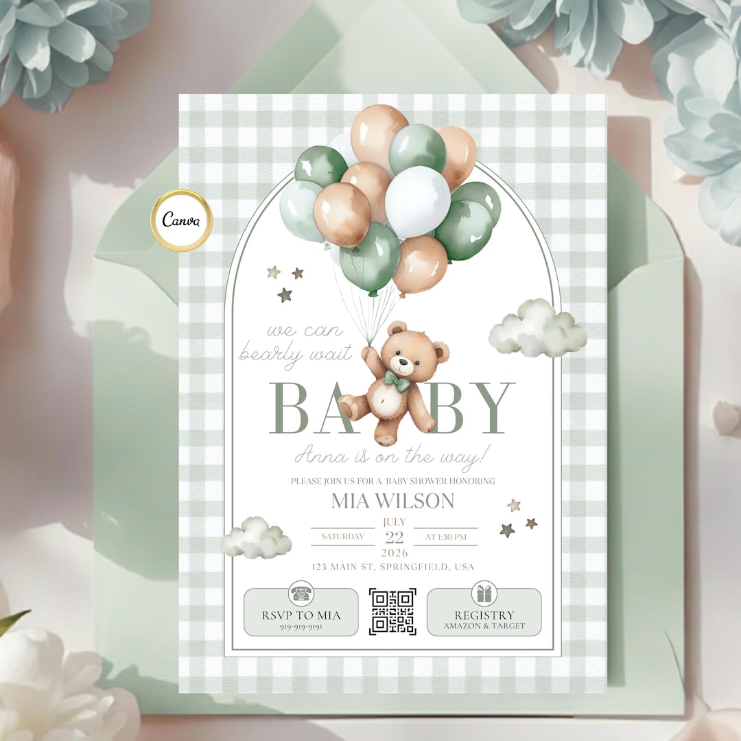 Gender Neutral Baby Shower Invitation | Teddy Bear Baby Shower Invite ...