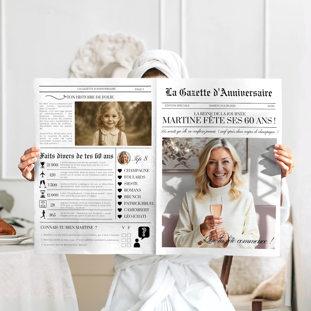 Personalized Birthday Gazette for Women Aged 60, 50, 40, and 30, a ...