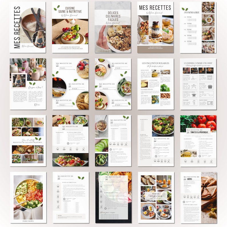 Livre de recettes à personnaliser, Modèle de livre de cuisine Canva ...