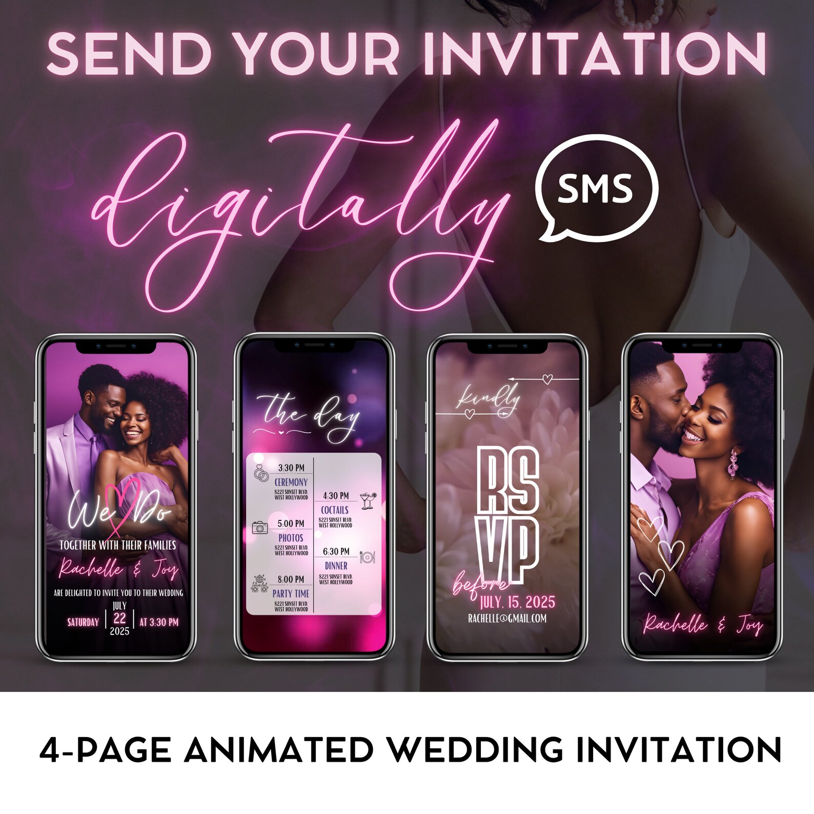 Digital Animated Wedding Invitation Electronic Wedding Editable ...